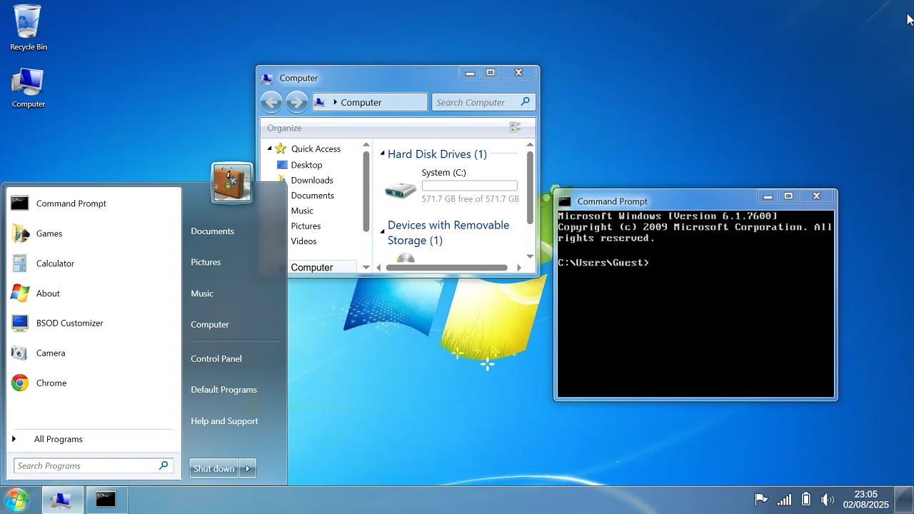 Windows 7 theme in Win7 Simu | Visnalize