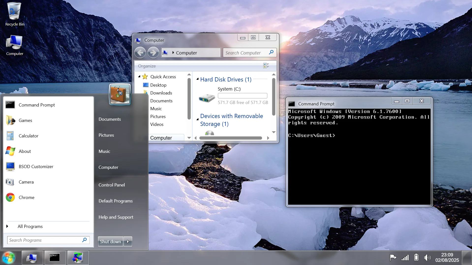 Landscape theme in Win7 Simu | Visnalize