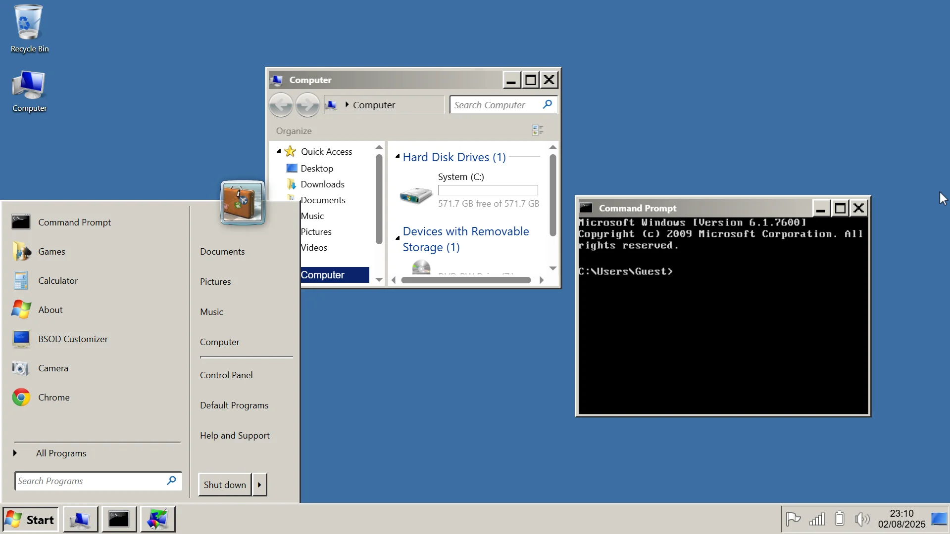 Windows 7 Classic theme in Win7 Simu | Visnalize