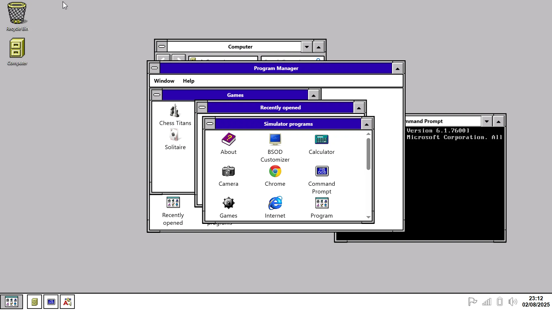 Windows 3.1 theme in Win7 Simu | Visnalize