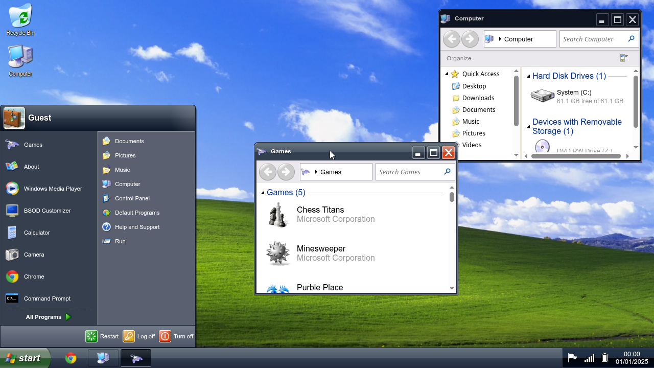 Windows XP (Royale Noir) theme in Win7 Simu | Visnalize